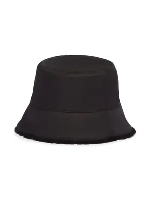 Prada Shearling Bucket Hat With Triangle Logo