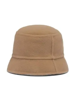 Prada Triangle-logo Velour Bucket Hat - Neutrals