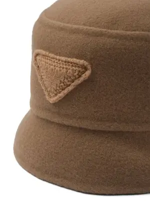 Prada Triangle-logo Velour Bucket Hat - Neutrals