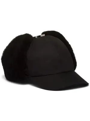 Prada Re-nylon Shearling-trim Hat - Black