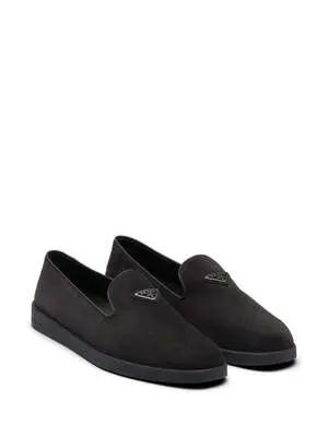 Prada Logo-plaque Suede Loafers