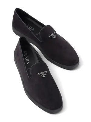 Prada Logo-plaque Suede Loafers