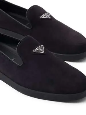 Prada Logo-plaque Suede Loafers