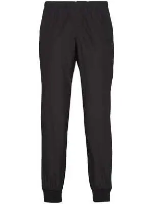 Prada Triangle-logo Silk-blend Track Pants - Black