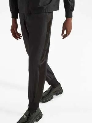 Prada Triangle-logo Silk-blend Track Pants - Black