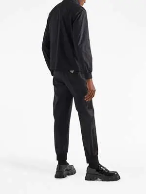 Prada Triangle-logo Silk-blend Track Pants - Black