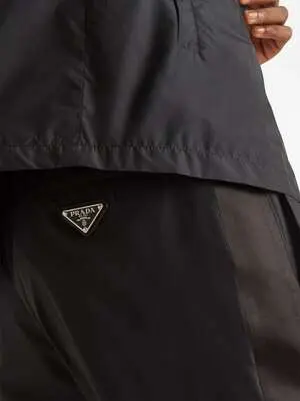 Prada Triangle-logo Silk-blend Track Pants - Black