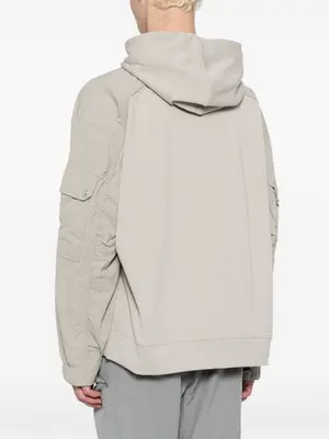 SPOONYARD Logo-appliqué Panelled Hoodie - Neutrals