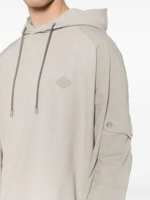 SPOONYARD Logo-appliqué Panelled Hoodie - Neutrals