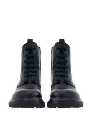 FERRAGAMO Leather Combat Boots - Black