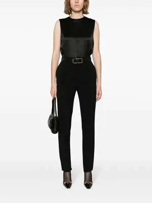 Saint Laurent Keyhole-detail Silk Tank Top - Black