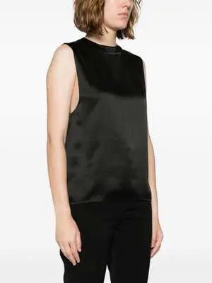 Saint Laurent Keyhole-detail Silk Tank Top - Black