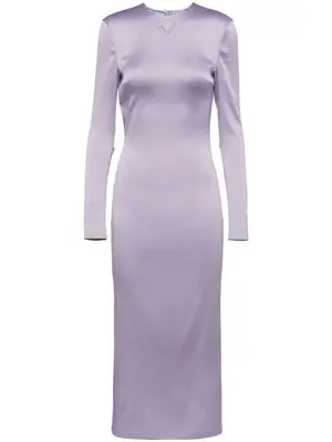 Prada Logo-plaque Satin Midi Dress