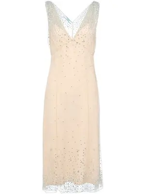 Prada Crystal-embellished Tulle Midi Dress