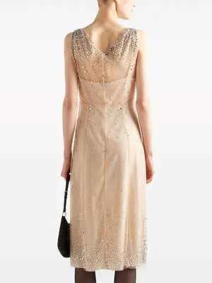 Prada Crystal-embellished Tulle Midi Dress