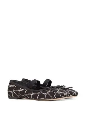 Valentino Garavani Toile Iconographe Embellished Ballerina Shoes