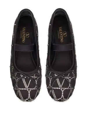 Valentino Garavani Toile Iconographe Embellished Ballerina Shoes