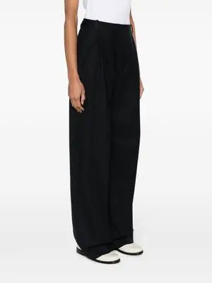 Victoria Beckham Pleat-detailing Wide-leg Trousers - Blue