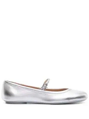 Gianvito Rossi Silver Tone Flats For Women