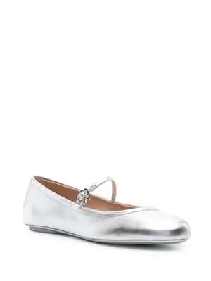 GIANVITO ROSSI Carla Ballerina Flats - Silver