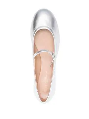 GIANVITO ROSSI Carla Ballerina Flats - Silver