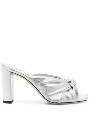 JIMMY CHOO 85mm Avenue Metallic Leather Sandals - Silver