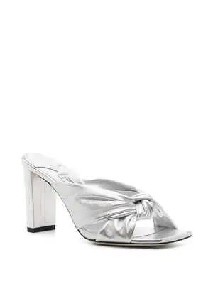 JIMMY CHOO 85mm Avenue Metallic Leather Sandals - Silver