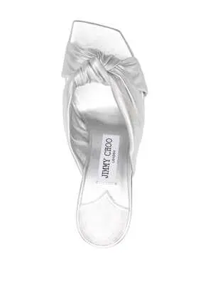JIMMY CHOO 85mm Avenue Metallic Leather Sandals - Silver