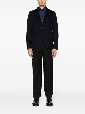 Tagliatore Single-breasted Wool Blend Blazer - Blue