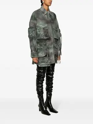 Attico Fern Distressed Denim Jacket - Green