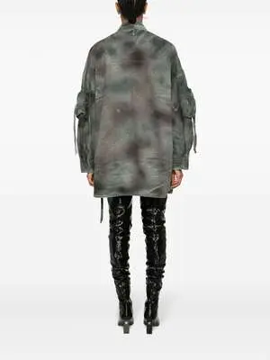 Attico Fern Distressed Denim Jacket - Green