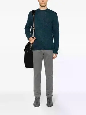 LARDINI Fisherman's-knit Mélange Jumper - Blue