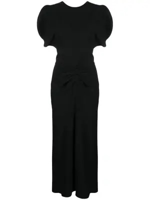 Victoria Beckham Ruched-waist Crepe Midi Dress - Black
