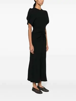 Victoria Beckham Ruched-waist Crepe Midi Dress - Black