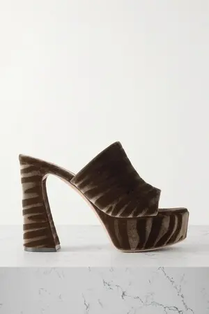 GIANVITO ROSSI Holly 120 Zebra-print Platform Mules - Neutrals