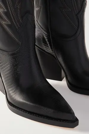 Paris Texas El Dorado Embroidered Snake-effect Suede Cowboy Boots - Black