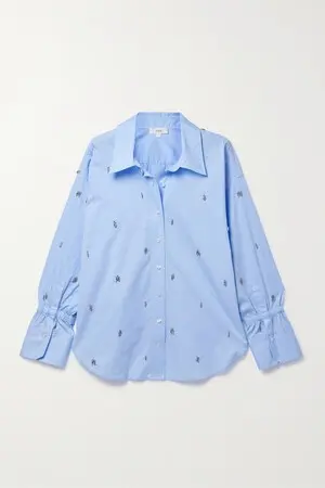 A.L.C. Monica Crystal-embellished Cotton-twill Shirt