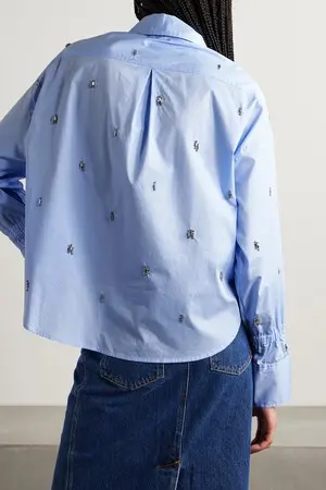 A.L.C. Monica Crystal-embellished Cotton-twill Shirt