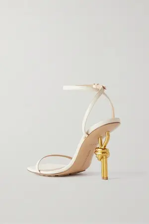 Bottega Veneta Knot Metallic Leather Sandals - Gold