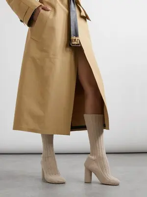 Bottega Veneta Atomic Ribbed-knit Knee-high Boots - Neutrals