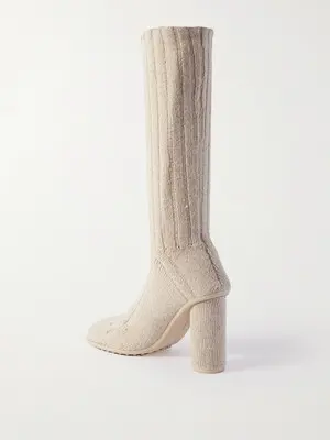 Bottega Veneta Atomic Ribbed-knit Knee-high Boots - Neutrals