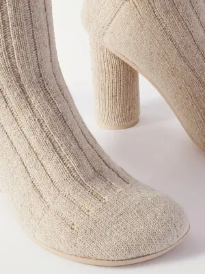 Bottega Veneta Atomic Ribbed-knit Knee-high Boots - Neutrals
