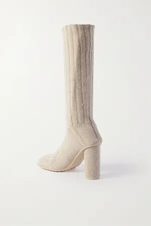 Bottega Veneta Atomic Ribbed-knit Knee-high Boots - Neutrals