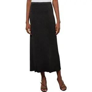 Ming Wang Shimmer Rib Knit Midi Skirt