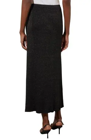 Ming Wang Shimmer Rib Knit Midi Skirt