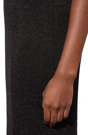 Ming Wang Shimmer Rib Knit Midi Skirt