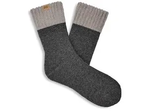 UGG Camdyn Cozy Socks Men's Crew Cut Socks Shoes Tar/charcoal, Wool/polyester/nylon Black