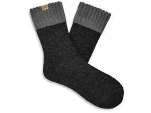 UGG Camdyn Cozy Socks Men's Crew Cut Socks Shoes Tar/charcoal, Wool/polyester/nylon Gray