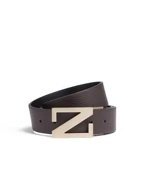 Zegna Reversible Leather Belt Dark Brown/black