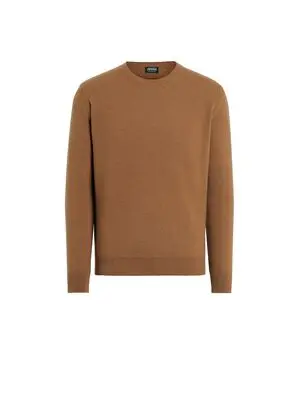 Zegna Oasi Cashmere Crewneck Dark Foliage Mélange